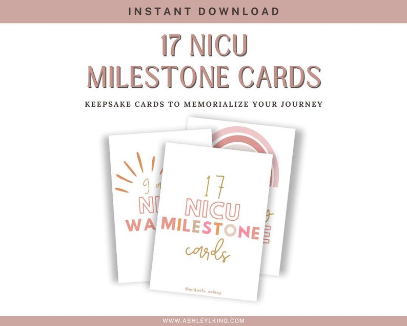 NICU Milestone Cards PRINTABLE | Photo Op Cards, Nicu Crib Cards ...