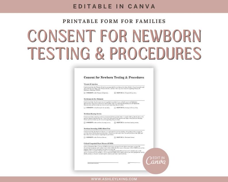 Newborn Testing Consent Form | Printable PDF for Midwives - Etsy
