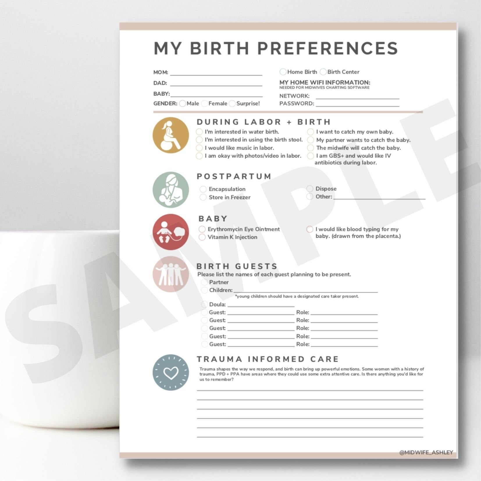 Birth Preferences Form | Printable Handout, Editable in Canva (PDF) - Etsy
