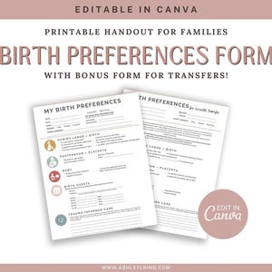 Birth Preferences Form | Printable Handout, Editable in Canva (PDF) - Etsy