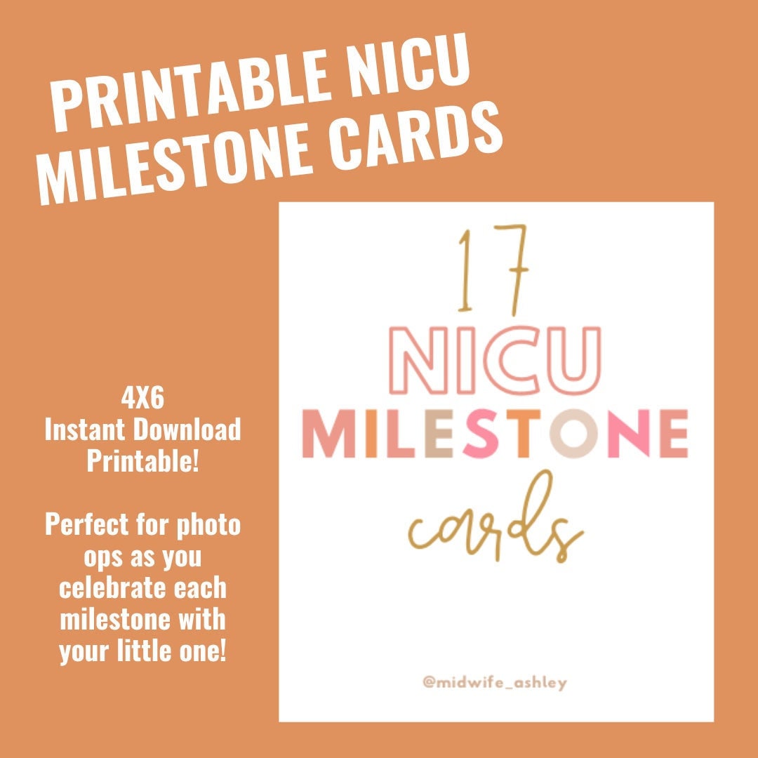 NICU Milestone Cards PRINTABLE | Photo Op Cards, Nicu Crib Cards ...