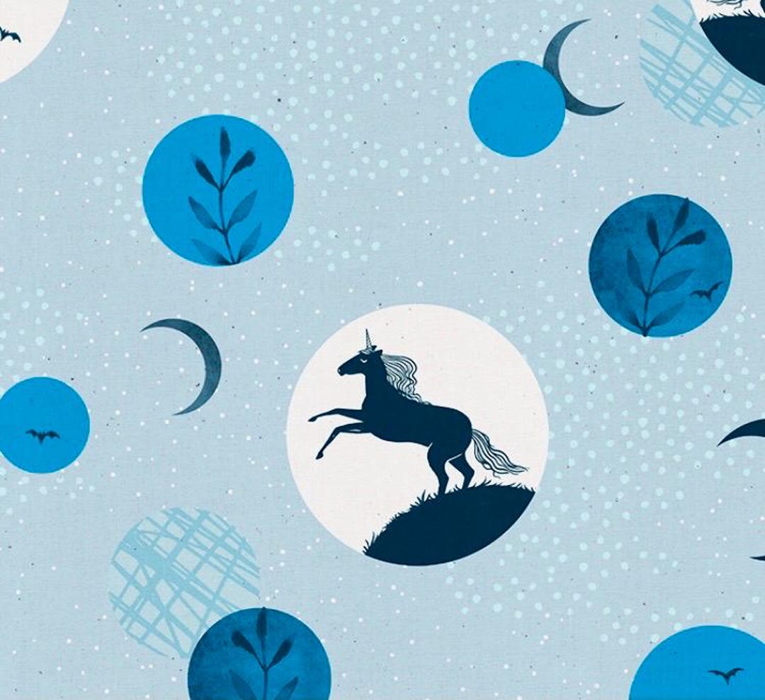 OOP Ruby Star Crescent Moon Unicorn Fabric by the Yard, Half Yard ...