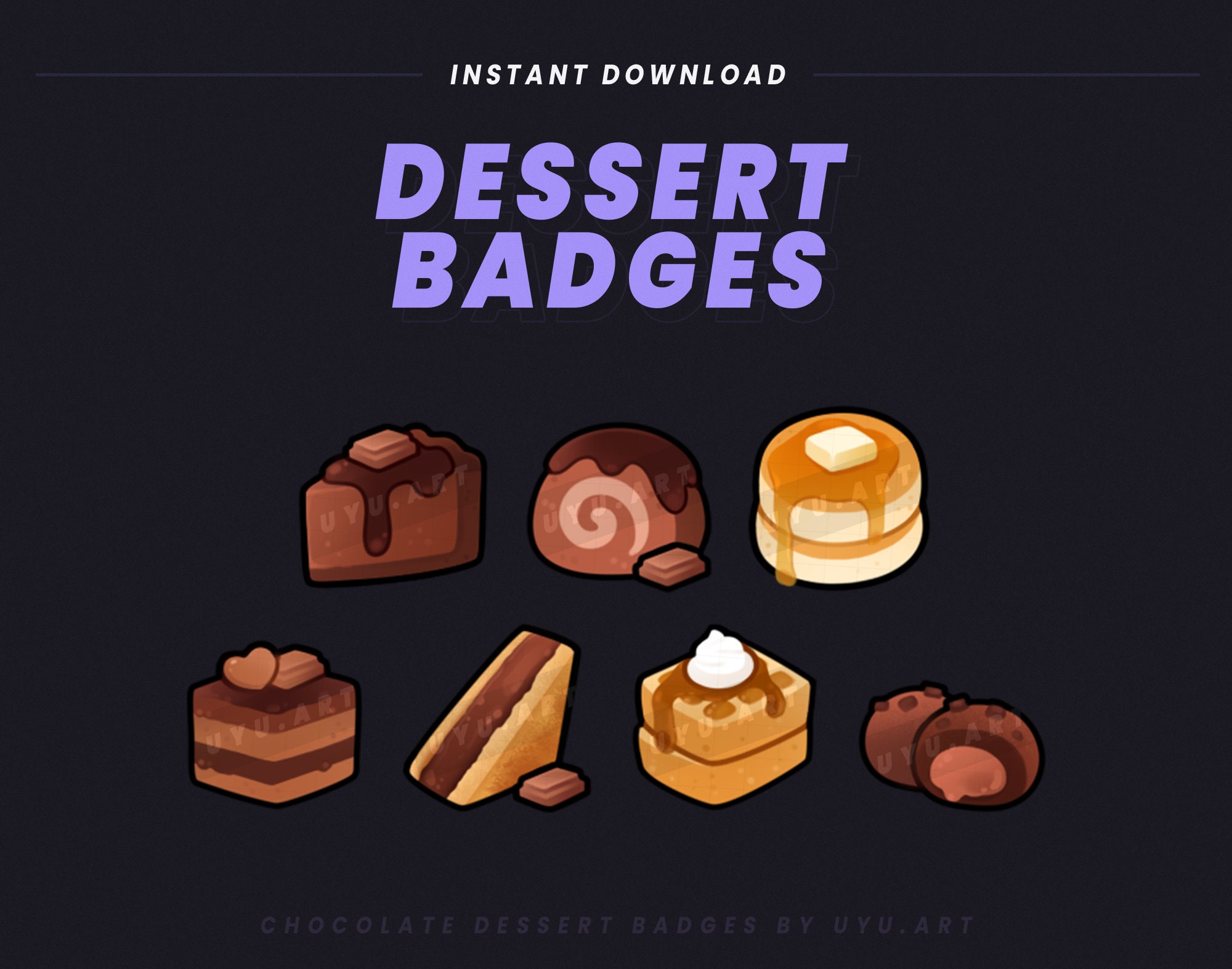 Chocolate Dessert Sub/bit Badges 7 Cute sweet Tooth Dessert Icons ...
