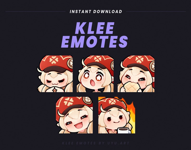 Klee Emote Set Genshin Impact Twitch Emote 5 Cute Klee Emotes for ...