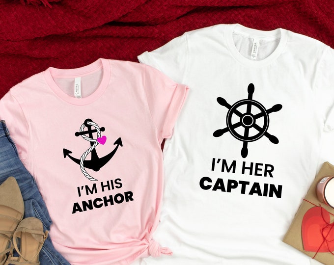 Couples Valentines Day, Matching Sailing Shirts, I'm Her Captain, I'm His Anchor, Funny Couples ...
