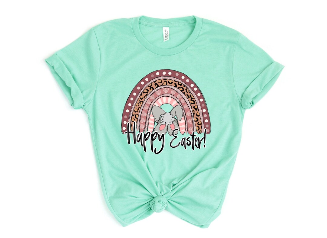 Happy Easter Shirt, Rainbow Easter Bunny Rabbit Shirt, Cute Boys Girls ...