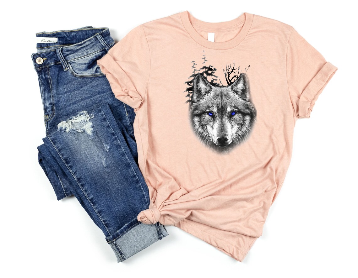 Wolf Shirt Grey Wolf Hunting Ground Icy Moon Forest | Etsy