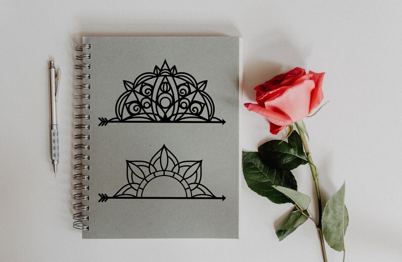 Half Mandala Svg, Half Mandalas Svg, Half Mandala Monogram Frame, Half ...
