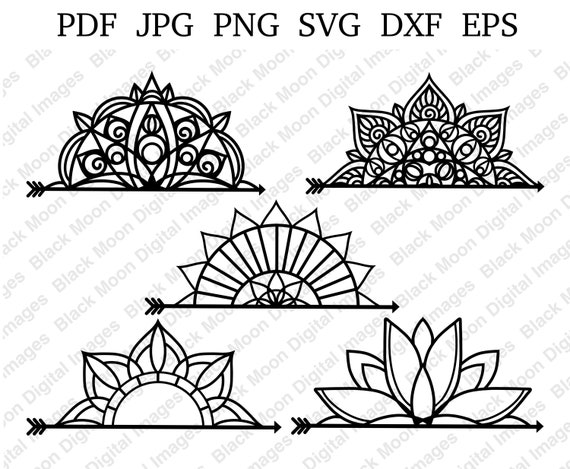 Half Mandala Svg Half Mandalas Svg Half Mandala Monogram | Etsy