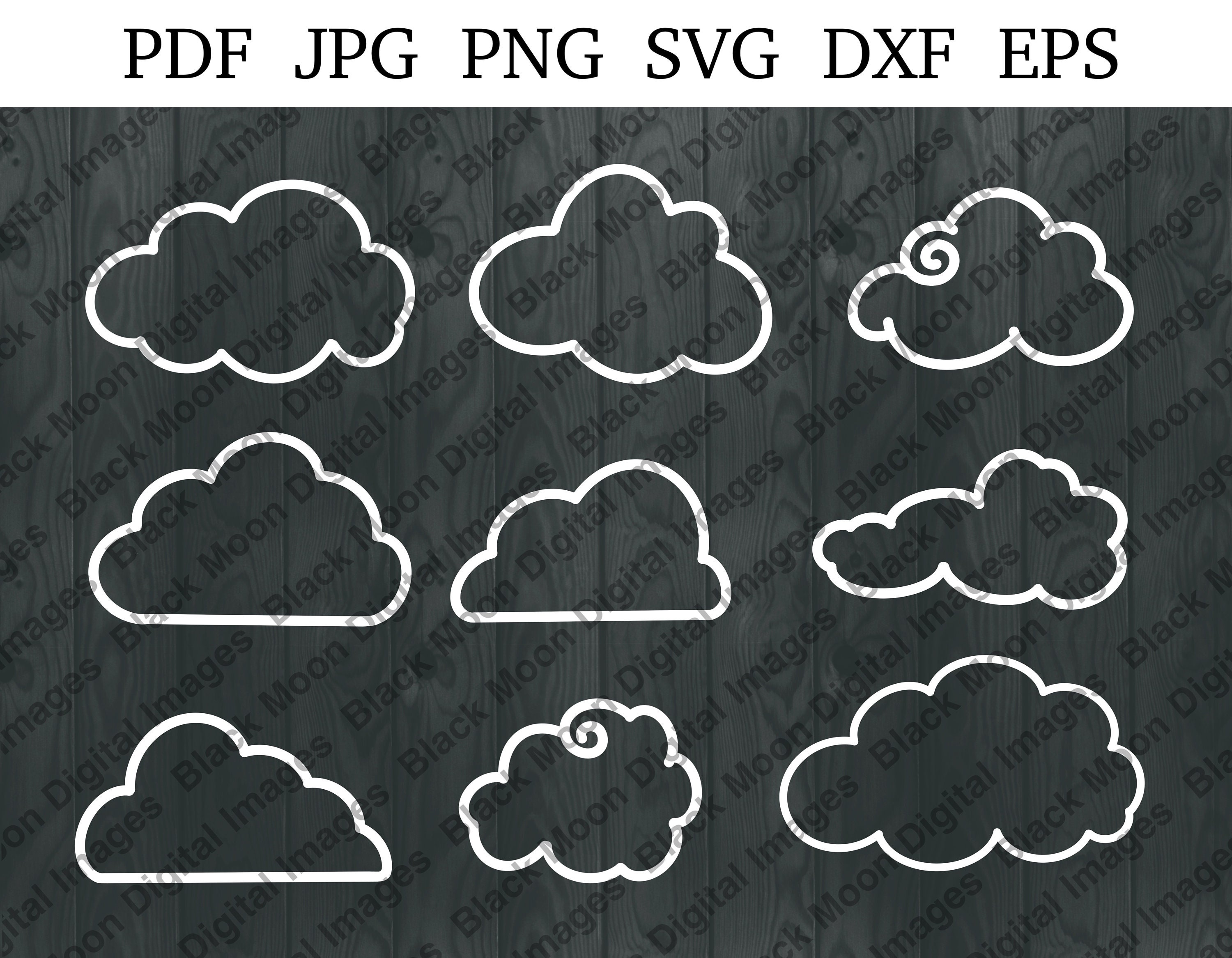 Cloud Svg, Clouds Svg, Cloud Monogram, Cloud Template for Laser Cutting ...