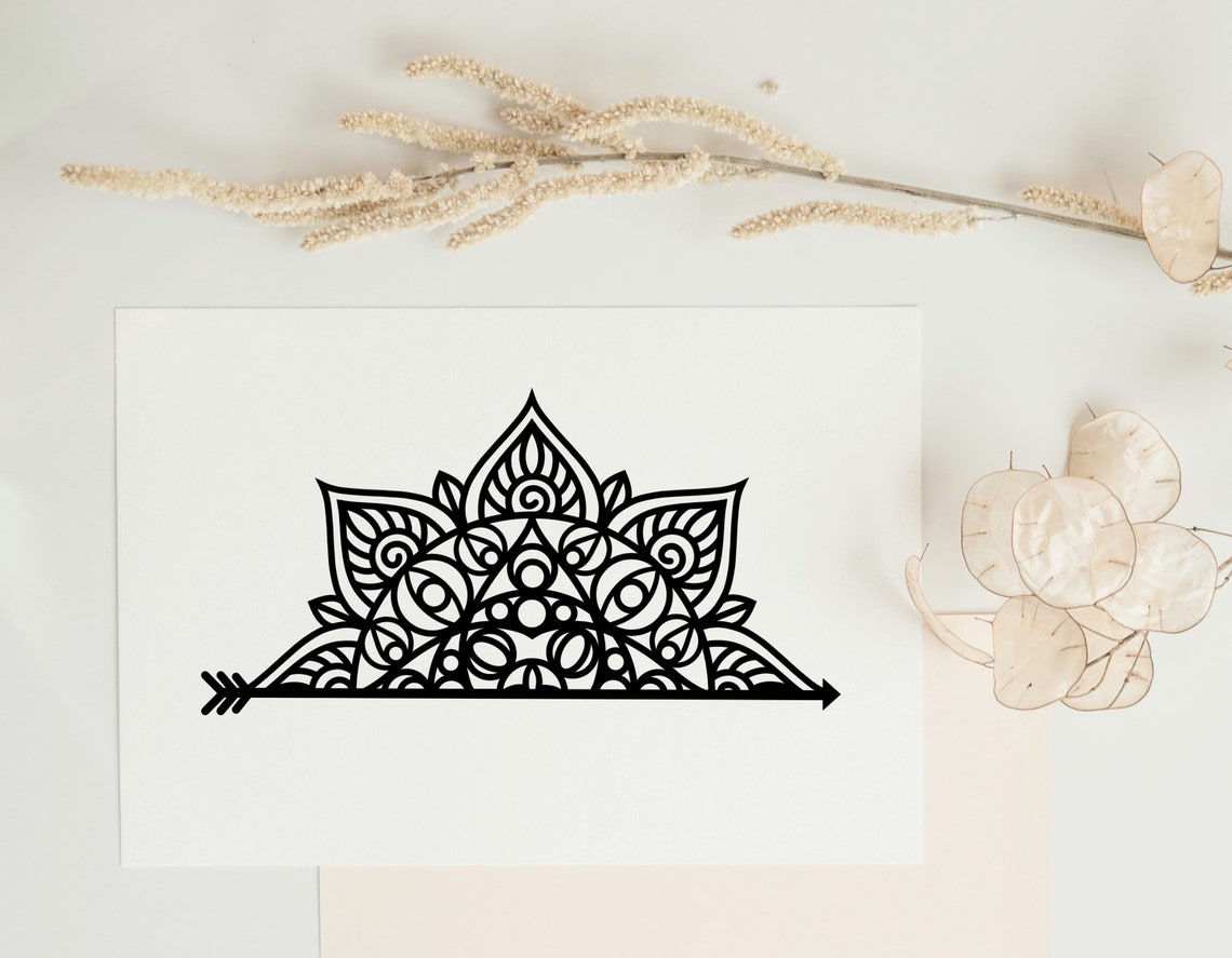 Half Mandala Svg Half Mandalas Svg Half Mandala Monogram - Etsy