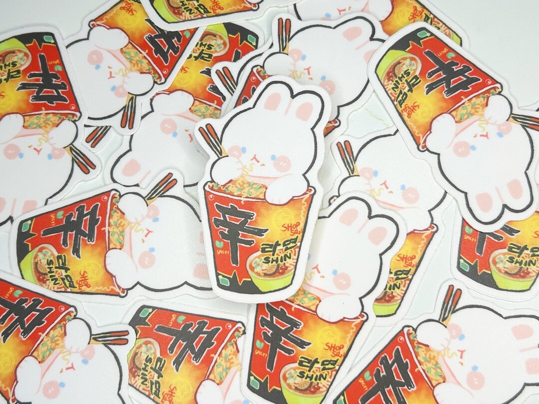 Shin Ramen Bunny Sticker | Korean Food - Kawaii Sticker - Cute Sticker ...