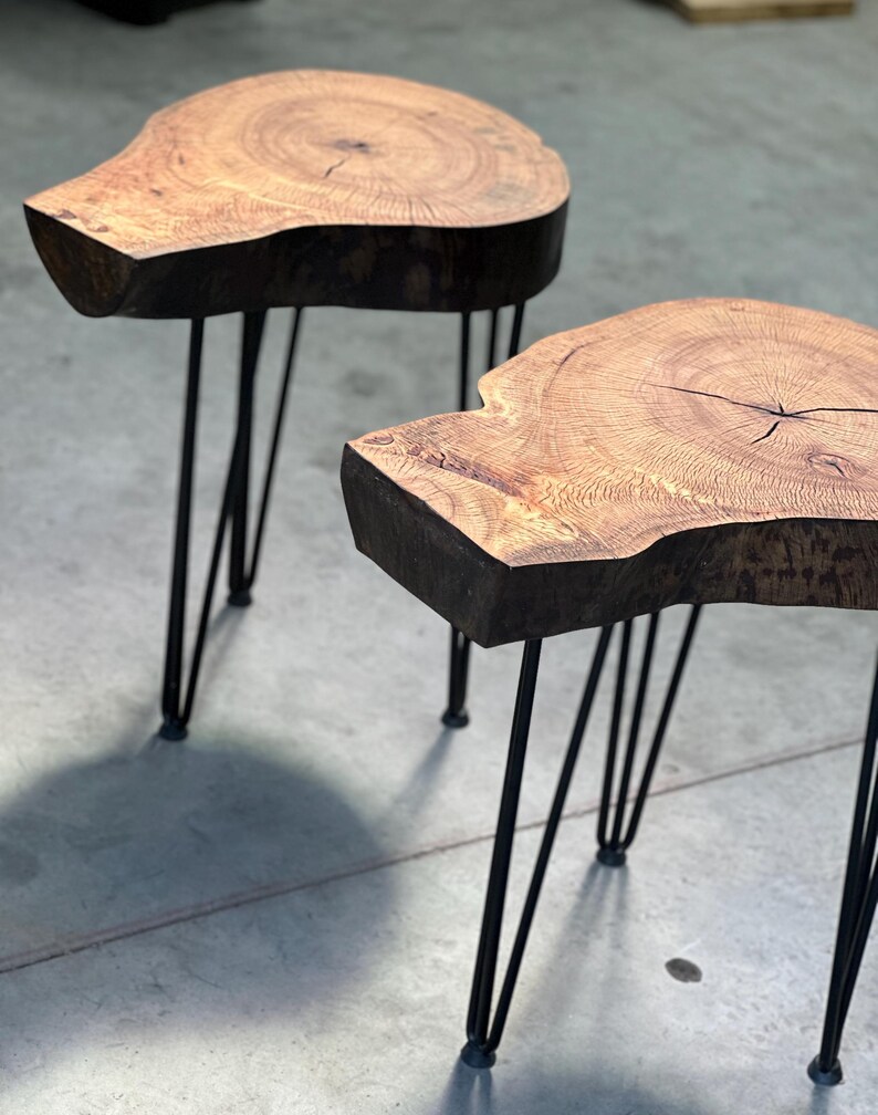 Pair of Pecan Live Edge Side Tables - Etsy