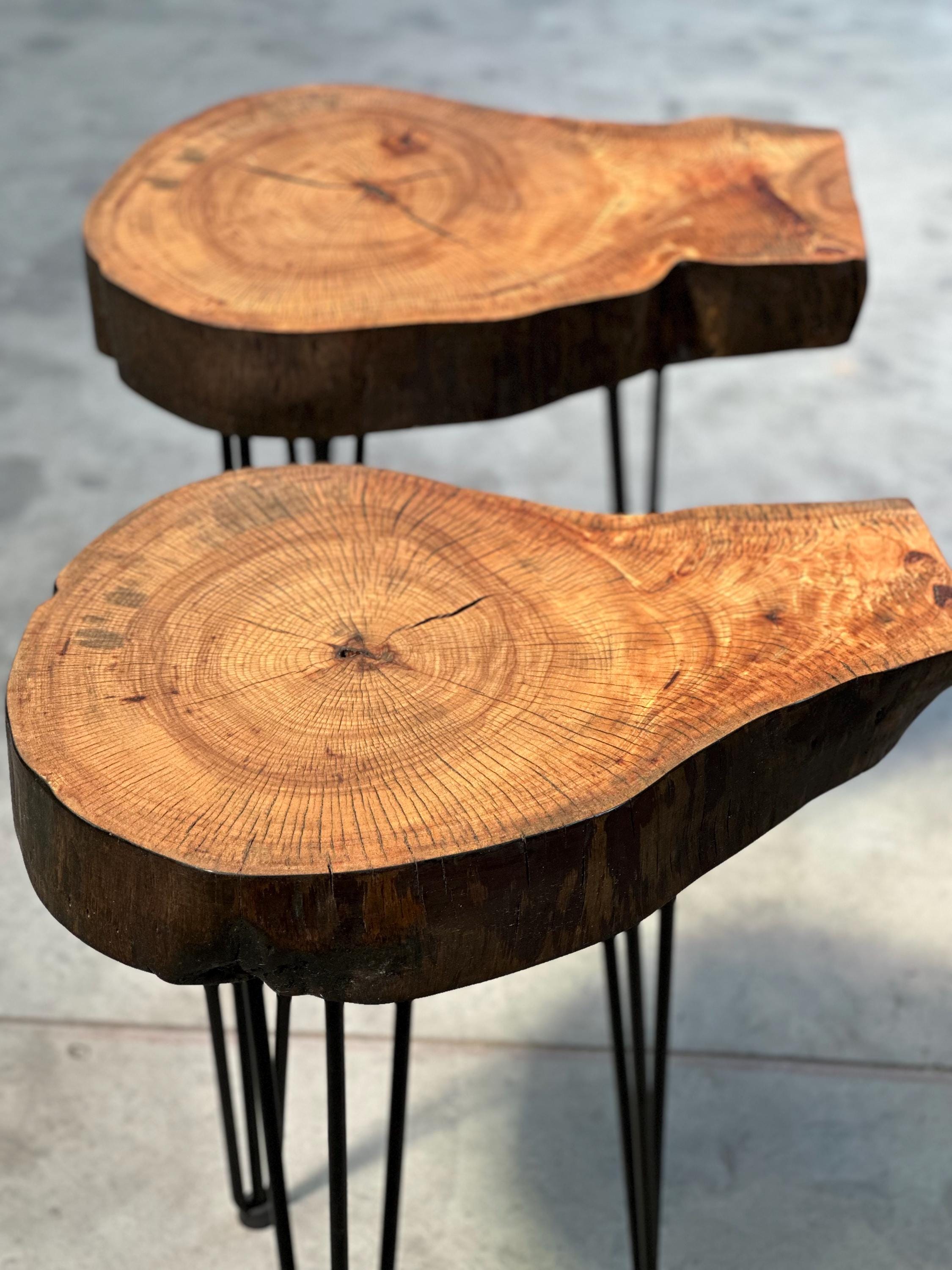 Pair of Pecan Live Edge Side Tables - Etsy