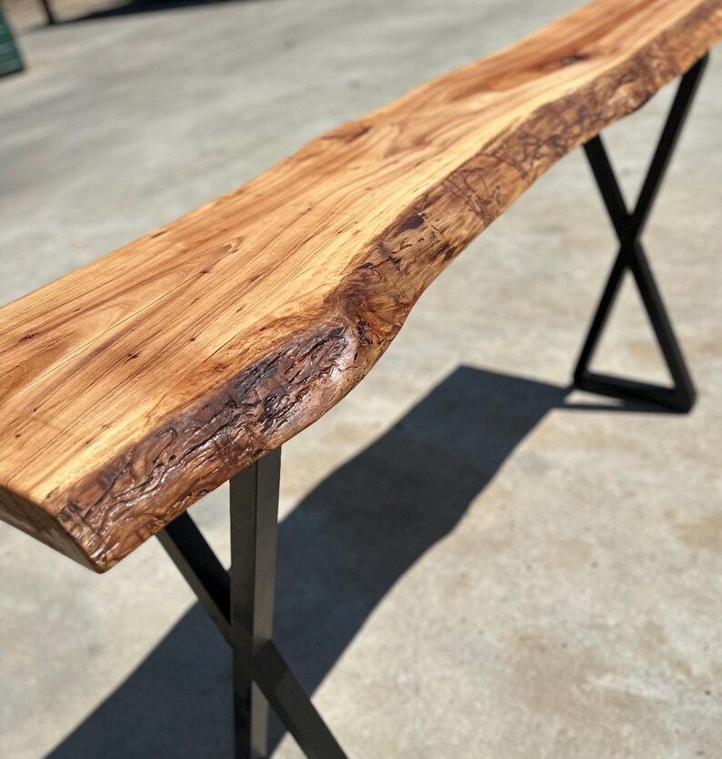 Beautiful High-top Table (or Sofa Table) Made From a Live Edge Pecan ...