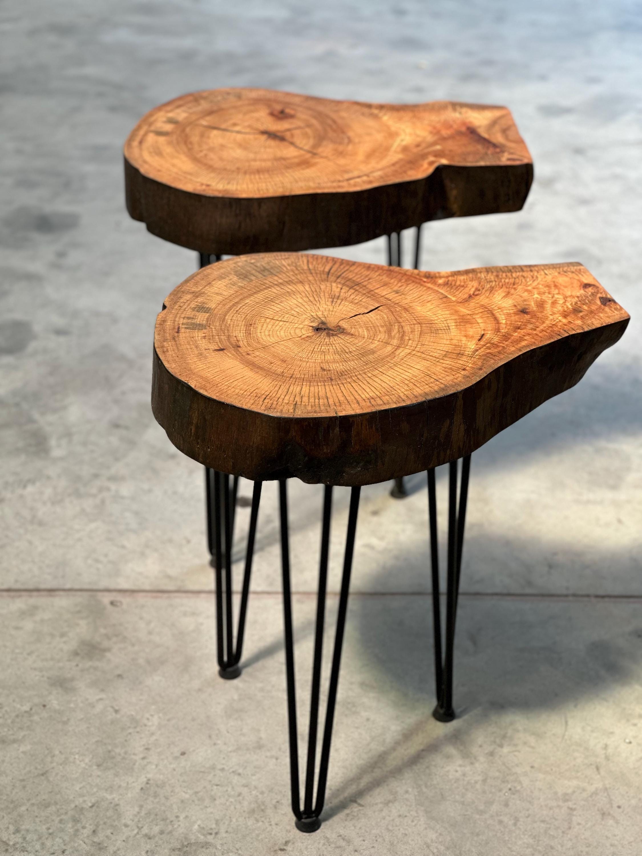 Pair of Pecan Live Edge Side Tables - Etsy