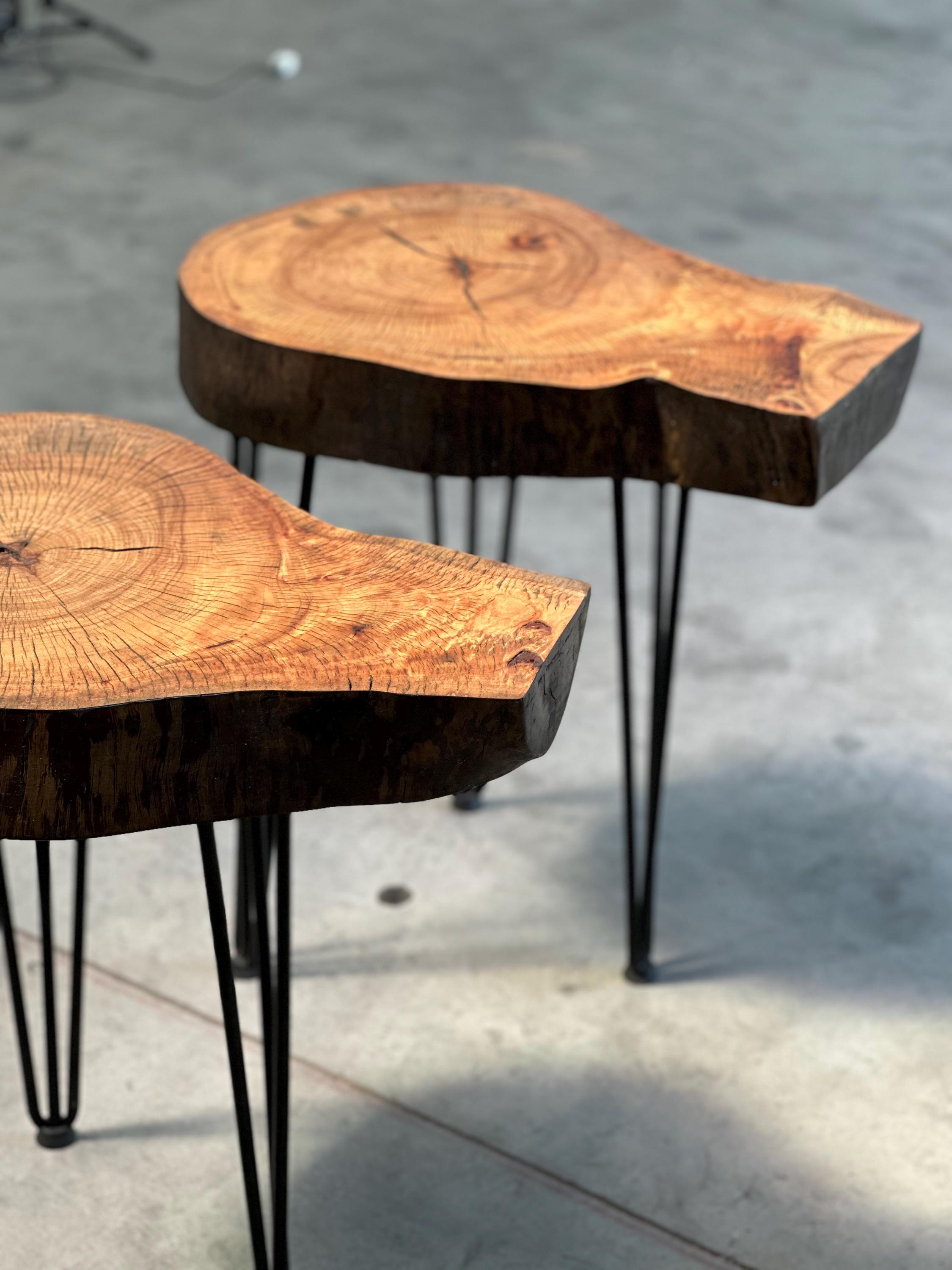 Pair of Pecan Live Edge Side Tables - Etsy