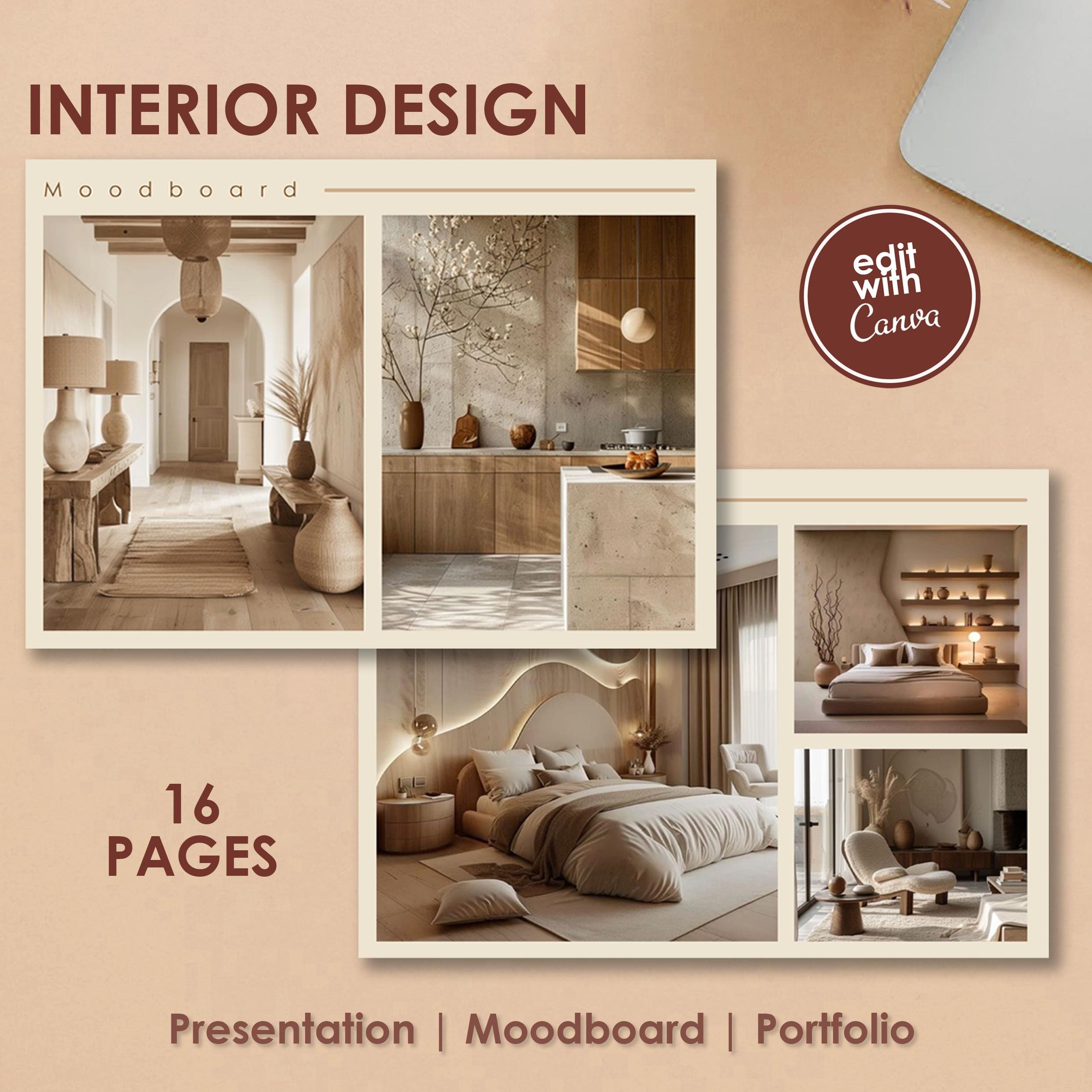 Interior Design Project Proposal Mood Board Canva Template Design for ...