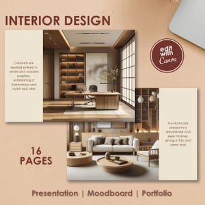 Interior Design Project Proposal Mood Board Canva Template Design for ...