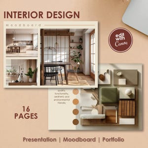 Interior Design Project Proposal Mood Board Canva Template Design for ...