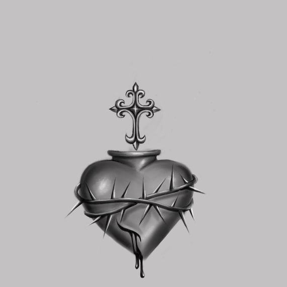 Digital File PNG and JPG Sacred Heart Bleeding Heart - Etsy
