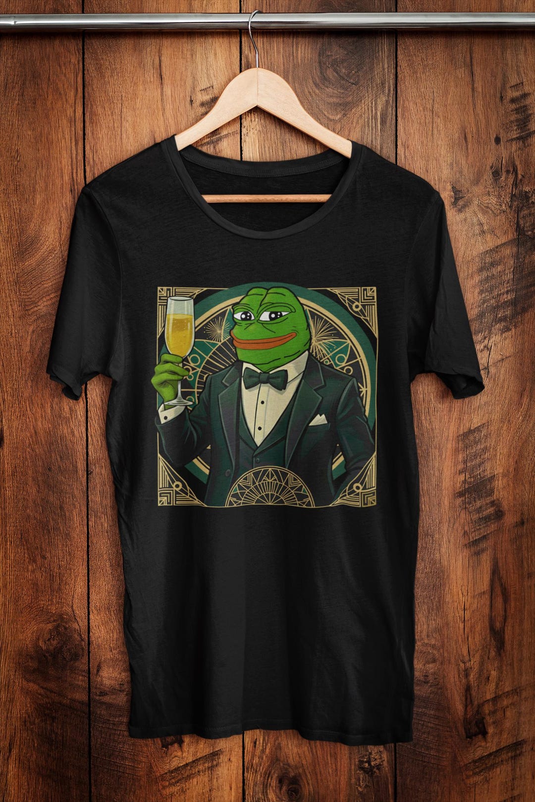 Fancy Pepe Tuxedo Shirt Funny Meme Tee Champagne Toast Pepe Classy Frog ...