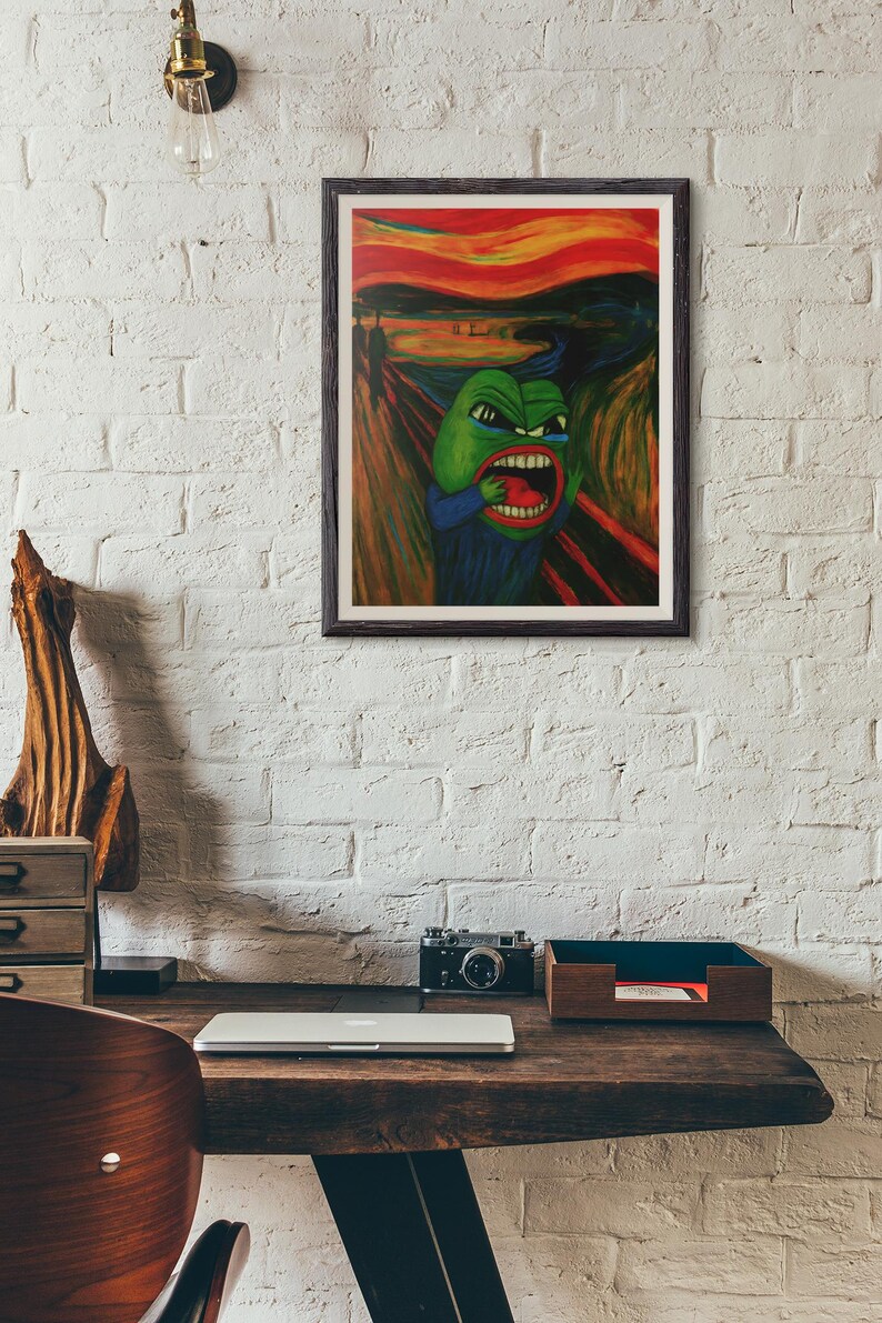 Pepe Apu Frog Meme the Scream Poster | Famous Art Parody Wall Art ...