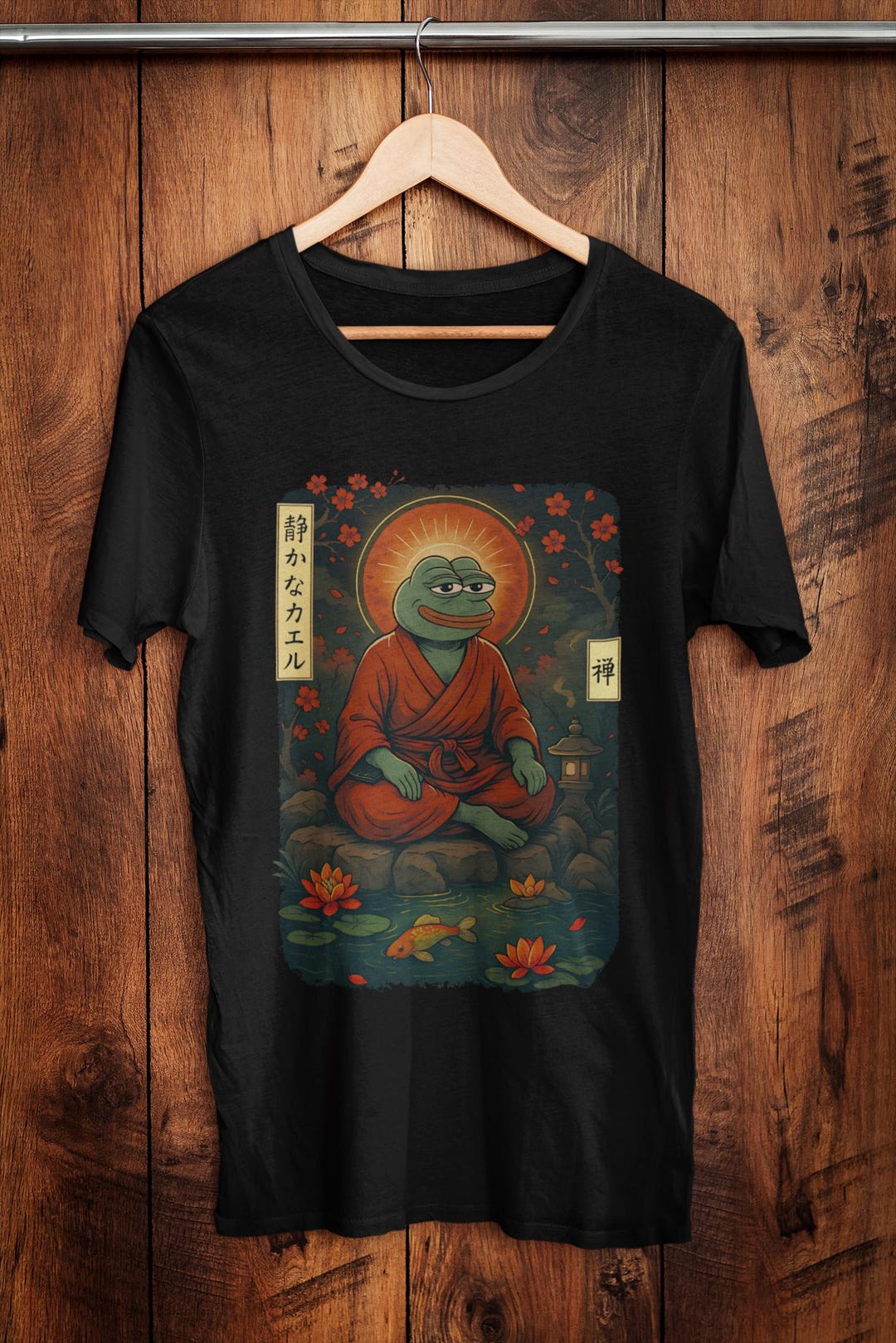 Pepe Zen Monk Shirt Funny Meme Tee Ukiyoe Frog Traditional Japanese ...