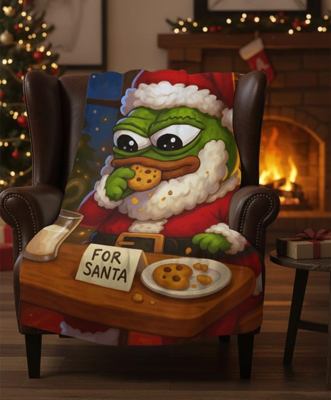 Santa Apu Christmas Meme Throw Blanket Cozy Funny Frog Holiday Blanket ...
