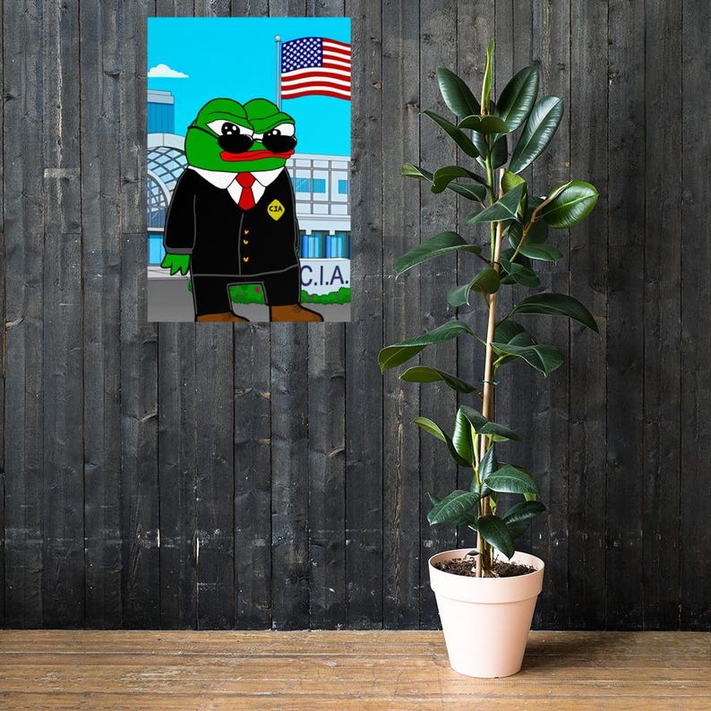 Apu Apustaja CIA Agent Pepe Poster Frog Fren Meme Pepe Funny Agency ...