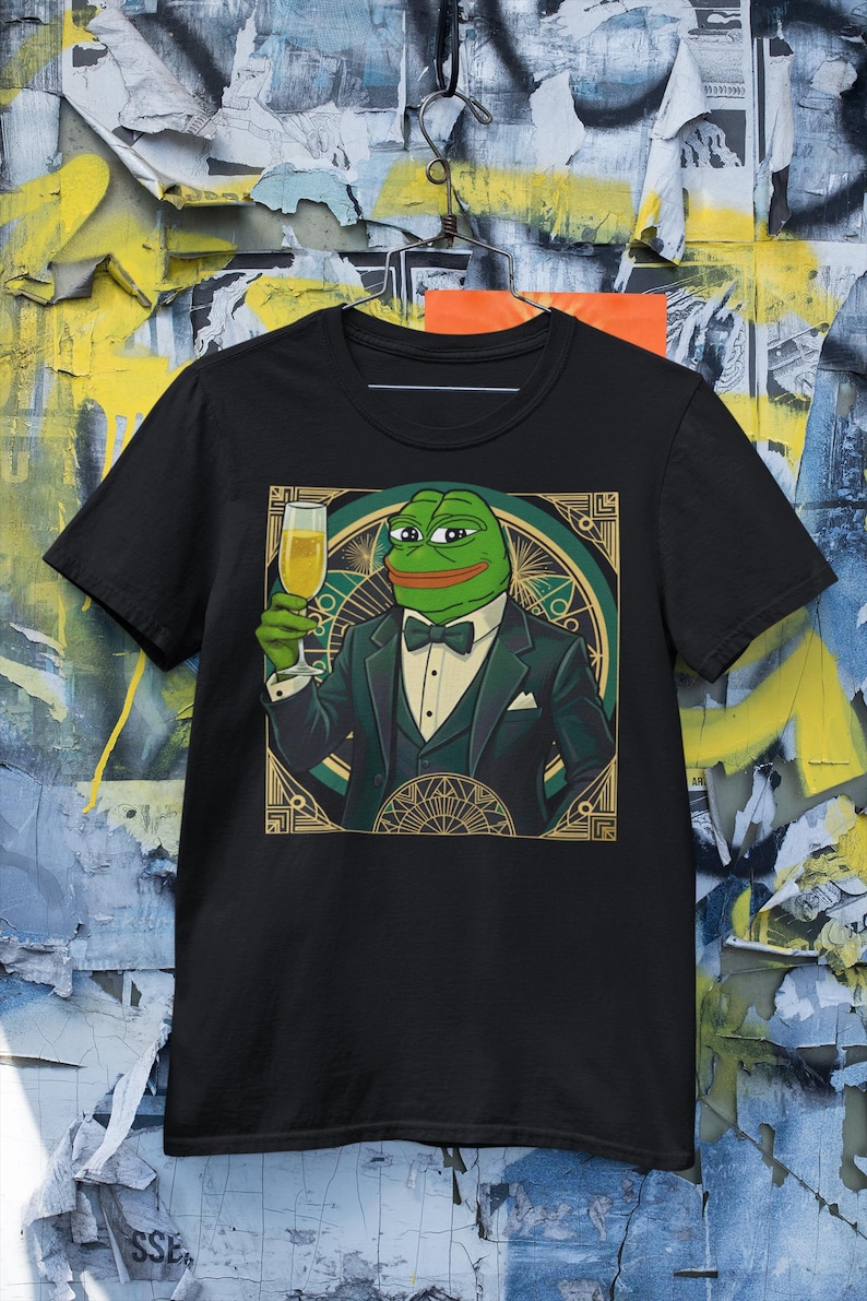 Fancy Pepe Tuxedo Shirt Funny Meme Tee Champagne Toast Pepe Classy Frog ...