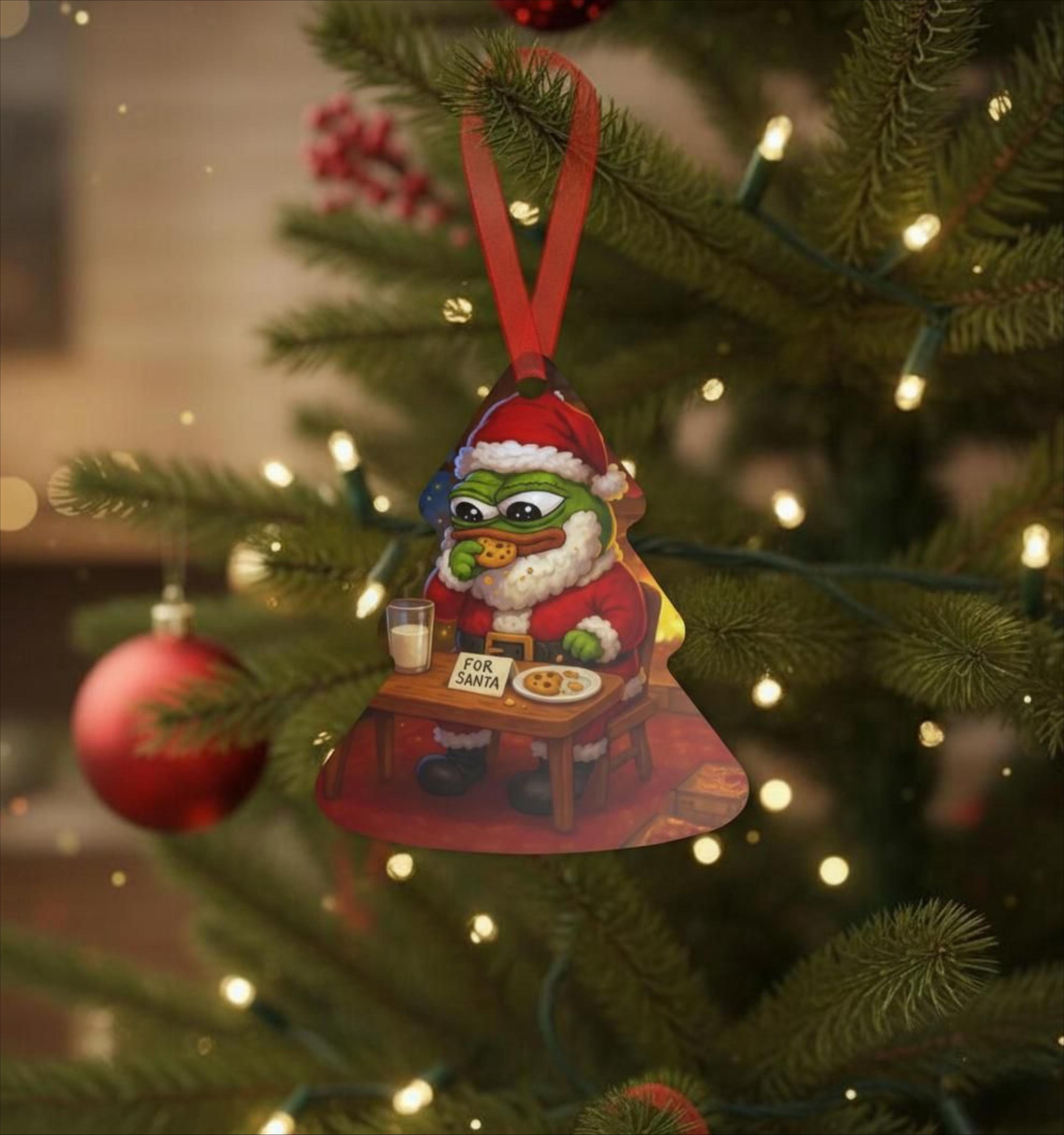 Funny Santa Apu Tree-shaped Metal Christmas Ornament Frog Meme Holiday ...