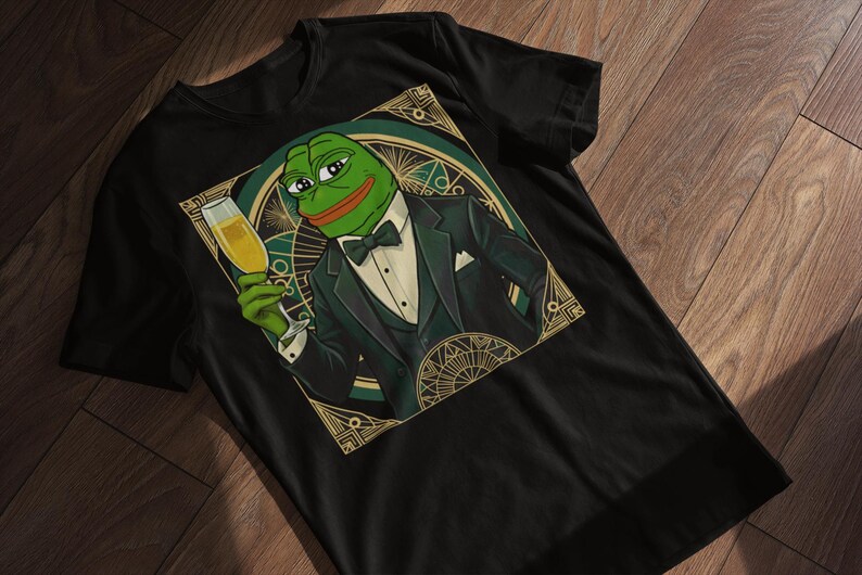 Fancy Pepe Tuxedo Shirt Funny Meme Tee Champagne Toast Pepe Classy Frog ...