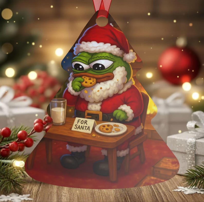 Funny Santa Apu Tree-shaped Metal Christmas Ornament Frog Meme Holiday ...