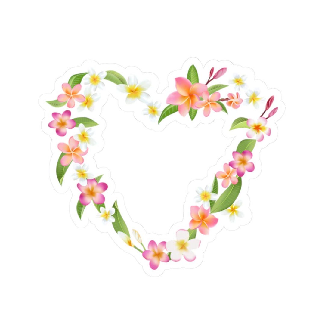 Plumeria Heart Frangipani Hawaiian Tropical Flower - Kiss-cut Stickers ...