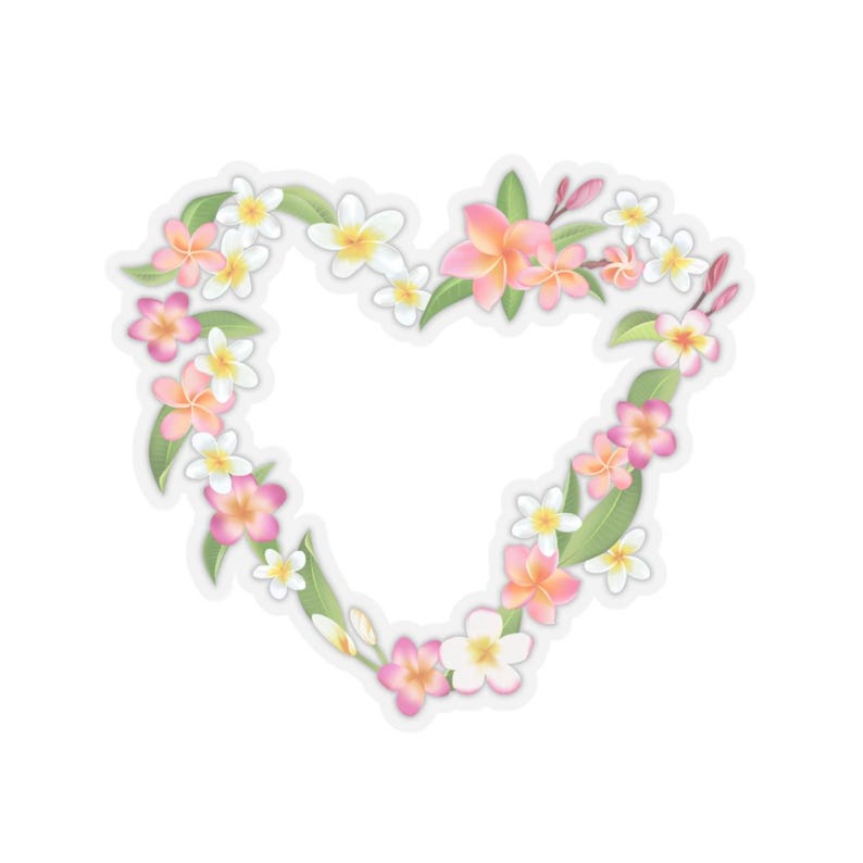 Plumeria Heart Frangipani Hawaiian Tropical Flower - Kiss-cut Stickers ...