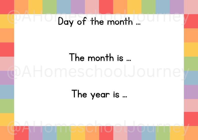 Date Month Year Printable | Toddler Circle Time Chart (digital Download ...