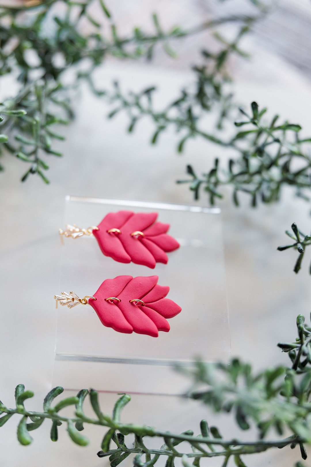 Hannah Leaflet Dangle Earring Clay Earrings Clay Jewelry Leaf Earrings ...