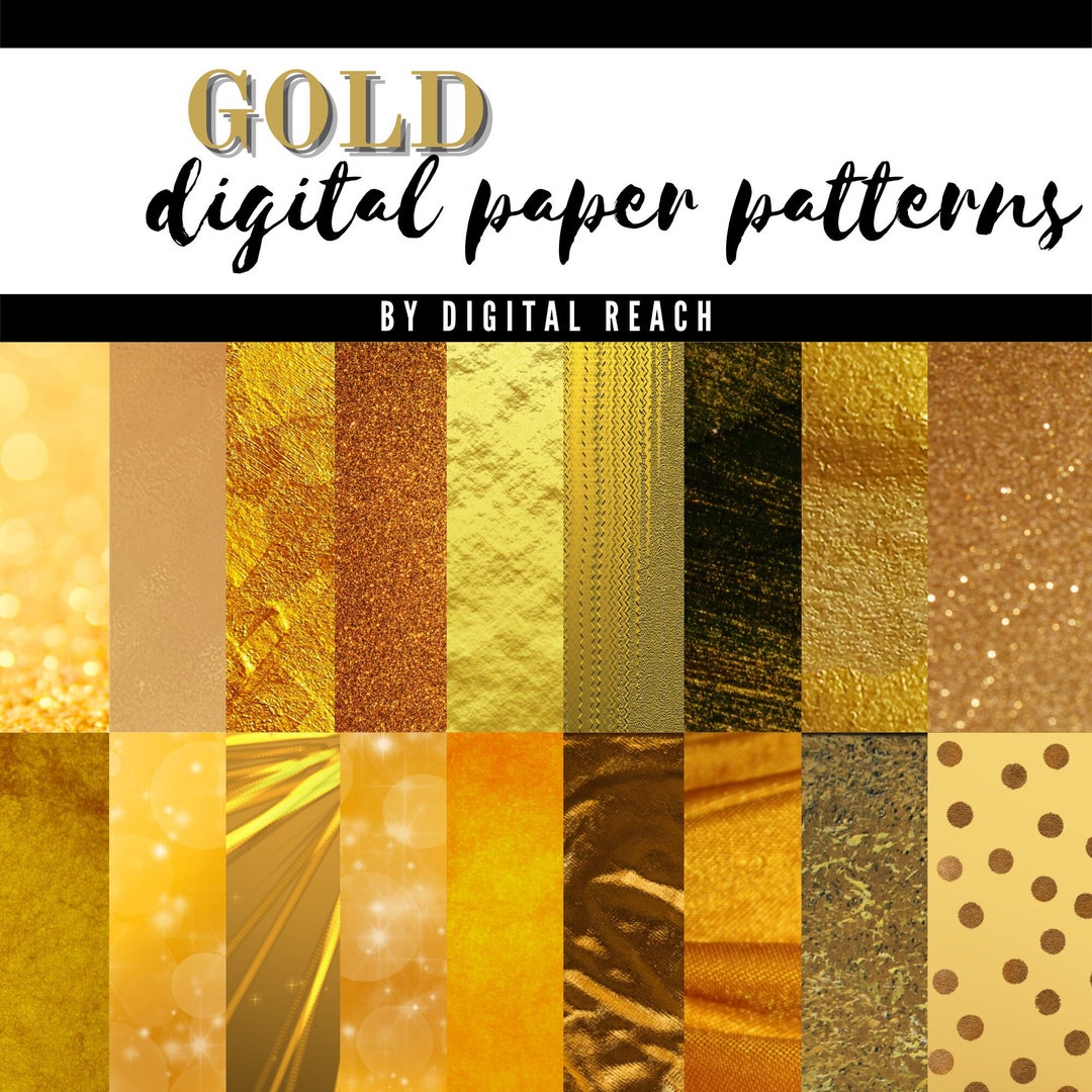 Gold Digital Paper, Scrapbook Paper, Gold Foil Digital Paper, Gold ...