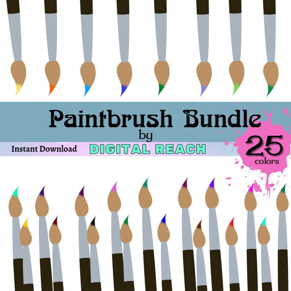 25 Colored Paintbrushes Bundle SVG Artist Painting Clipart - Etsy