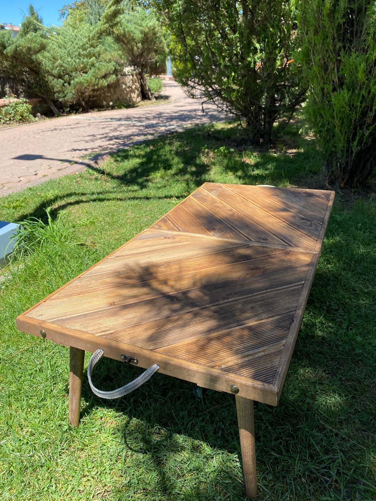 Wooden Picnic Table, Foldable Boho Table , Picnic Table Folding Table ...