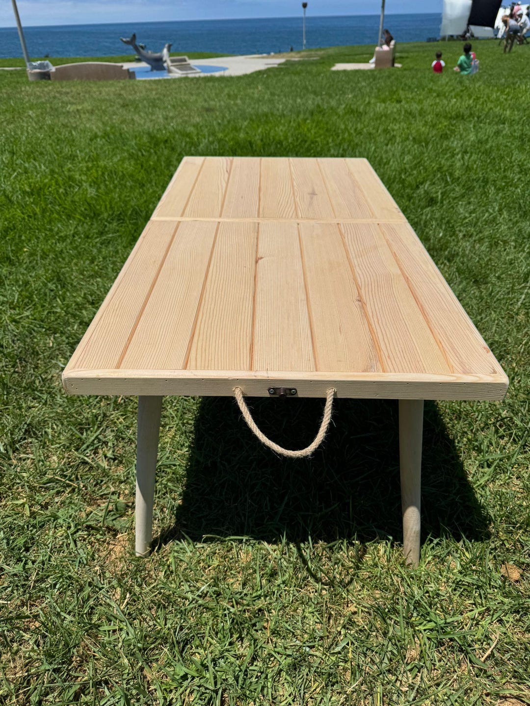 Wooden Picnic Low Sitting Table, Handmade Folding Wooden Table, Camping ...