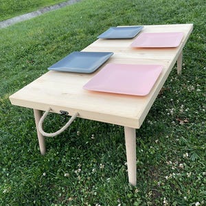 Wooden Picnic Low Sitting Table, Handmade Folding Wooden Table, Camping ...