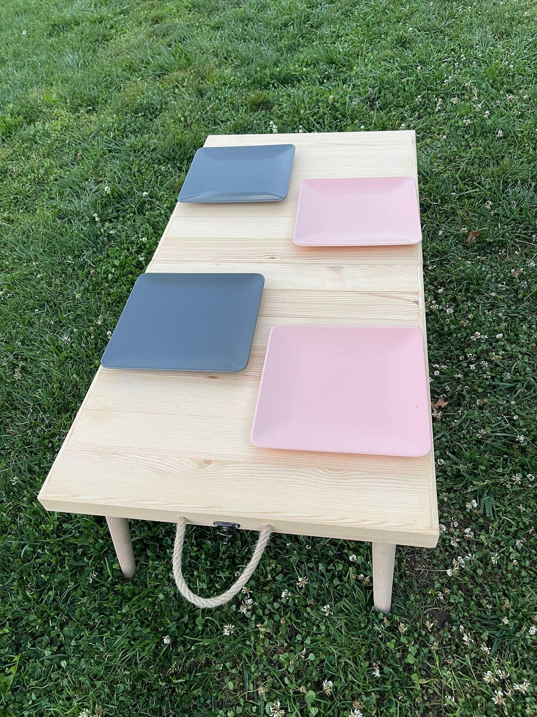 Wooden Picnic Low Sitting Table, Handmade Folding Wooden Table, Camping ...