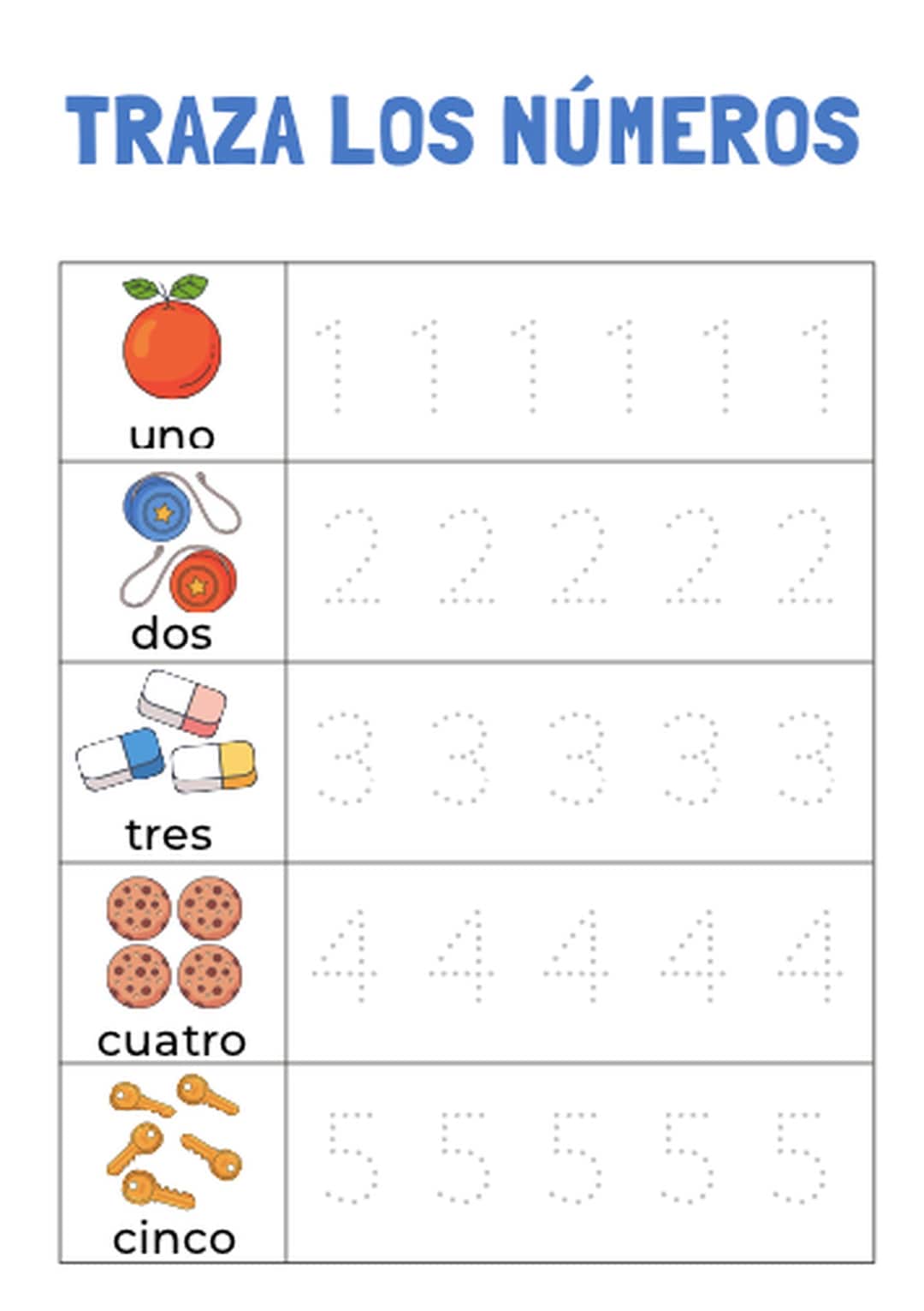 Spanish Dual Language Immersion Numbers 1-5 Worksheet - Etsy