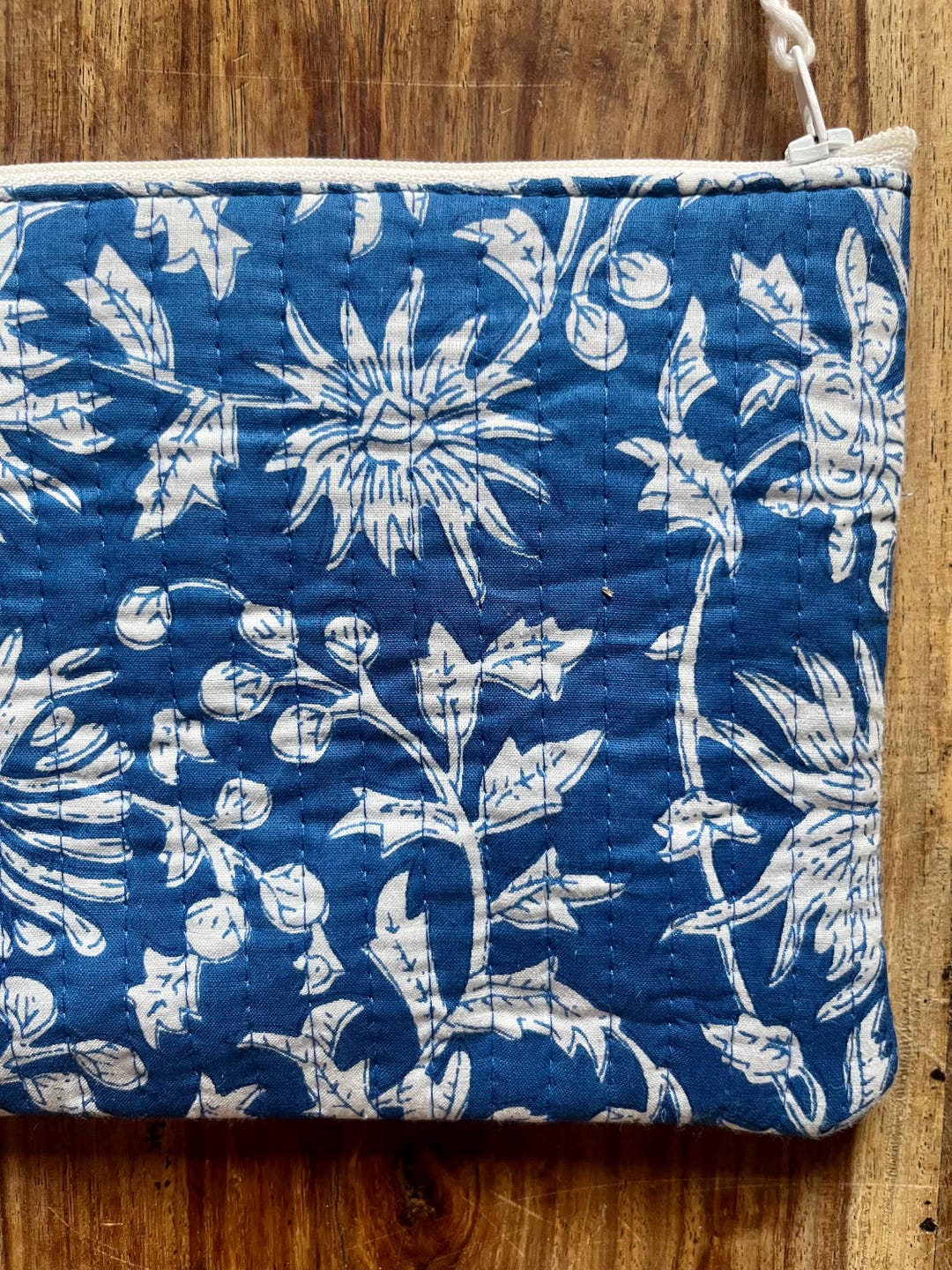 Midnight Blue Block Print Pouch - Etsy
