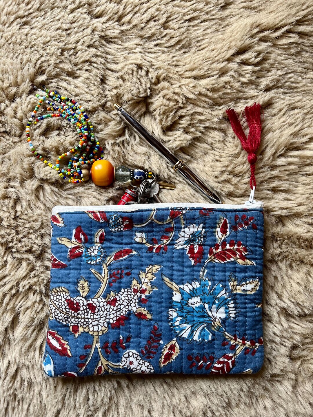 Dandelion Block Print Pouch - Etsy