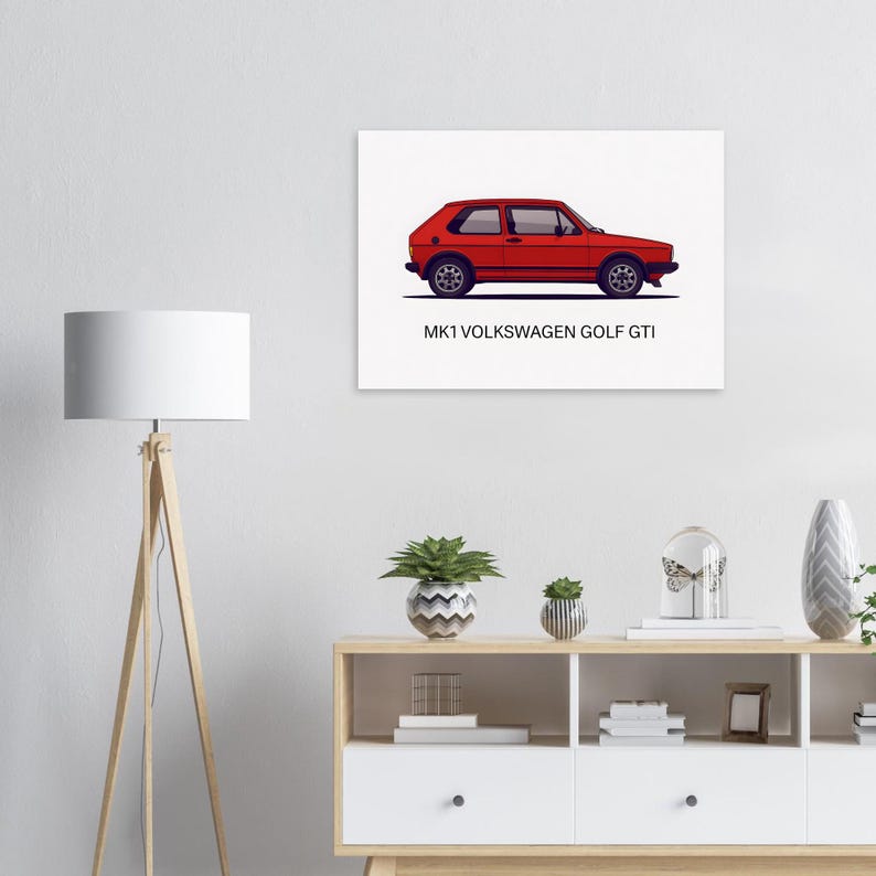 VW Golf GTI Mk1 Vector Car Print – Retro Hot Hatch Poster – Classic ...