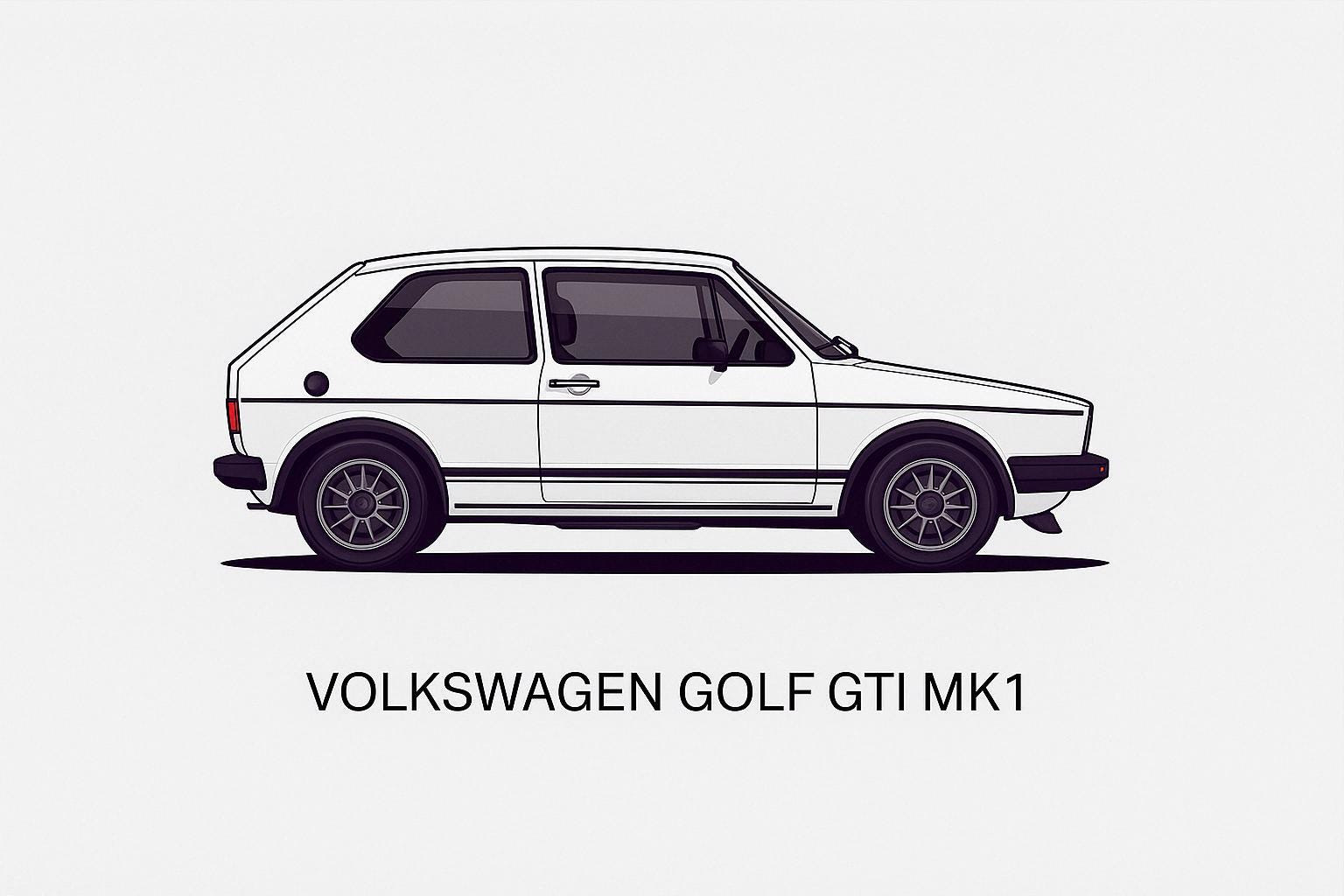 VW Golf GTI Mk1 Vector Car Print – Retro Hot Hatch Poster – Classic ...