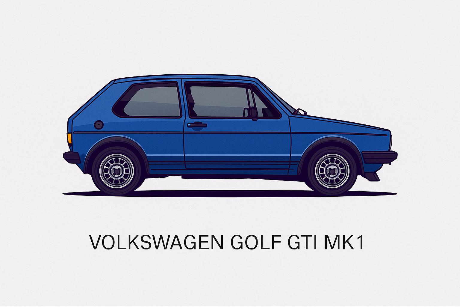 VW Golf GTI Mk1 Vector Car Print – Retro Hot Hatch Poster – Classic ...